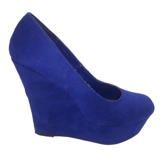Brash | Shoes | Brash Bright Blue 5 Suede Platform Wedges 85 | Poshmark